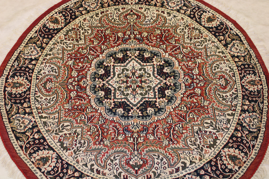 Hand Knotted Round Rug, Jammu Kashmir Round Rug